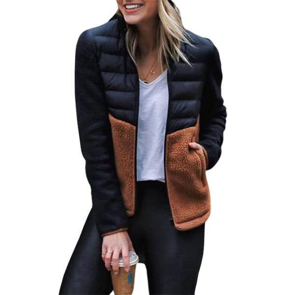 商品名:  chouyatou Women's Lightweight Cotton Padded Fuzzy Sherpa Spliced Winter Jacket Coat (X-Small, Black)ブランド: chouyato...