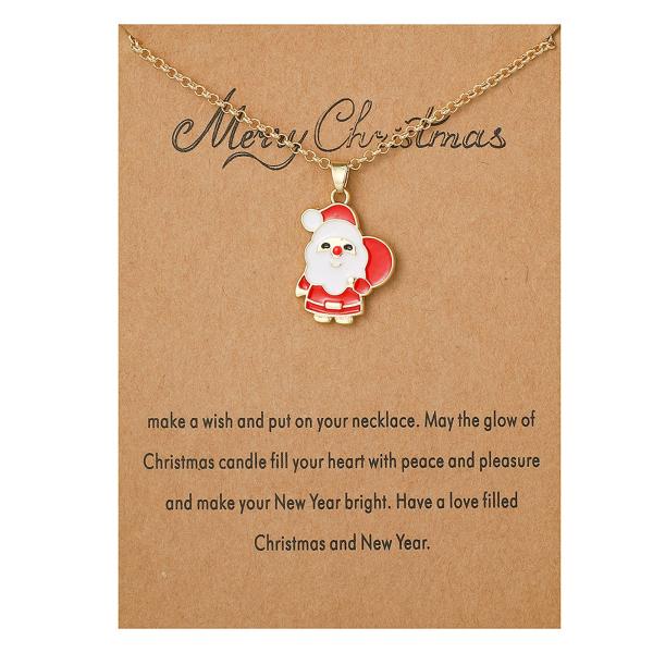 商品名: COLORFUL BLING クリスマスネックレス メッセージ付き ウィッシュカード クリスマスツリーサンタクロース スノーフレークペンダントネックレス レディース ガールズ 感謝祭 クリスマスパーティーギフト, 金属, 合金。,...
