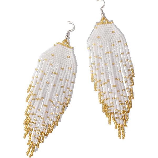 商品名ロングビーズタッセルピアス   ムーンスターフリンジドロップピアス シードビーズトライバルダングルピアス Pendientes De Borla レディース ガールズ 姉妹 恋人 パーティー, ビーズ, ビーズ,Long Beaded...