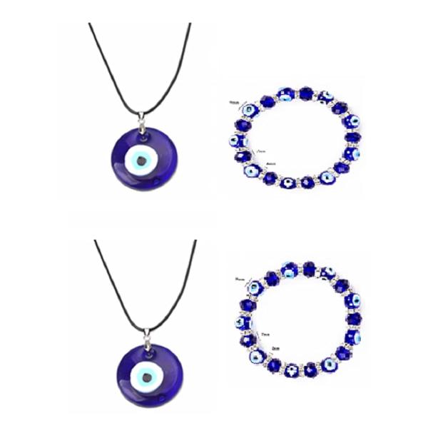 商品名:  Evil Eye Necklace with Evil Eye Bracelet Set, 2 Pieces Amulet Lucky Bracelets with Card, 2 Pieces Evil Eye Pendant...