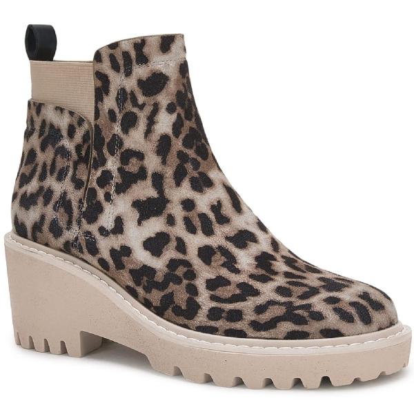 商品名:  Trish Lucia Womens Platform Lug Sole Ankle Boots Chunky Block Heel Chelsea Boot Non-Slip Leopard Print Slip on Com...