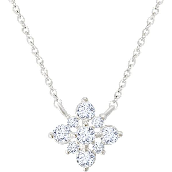 商品名ONDAISY 繊細な模造ダイヤモンド Cz スタイリッシュ シック 花柄 星座 形 雪の結晶 ペンダント チャーム チェーンネックレス, 真鍮, キュービックジルコニア,ONDAISY Rhodium Plated Delicate...