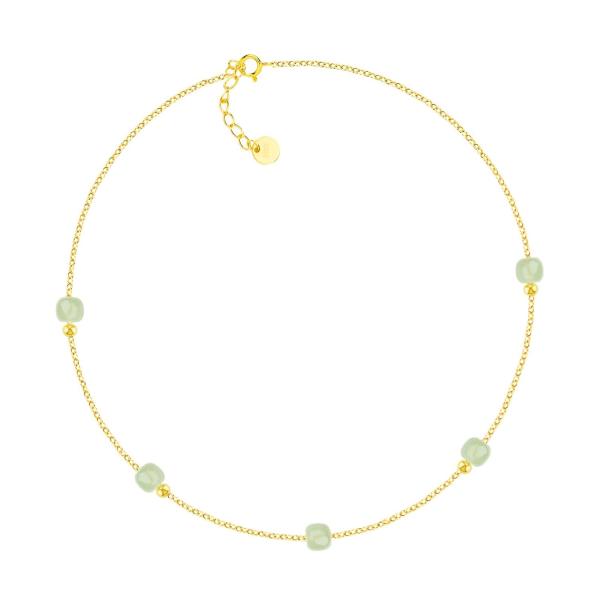 商品名Hetian Jade Chock Necklace Handmade Natural Jade Green Gold Beaded Necklace 14K Gold Plated Jewelry Anniversary Gift ...