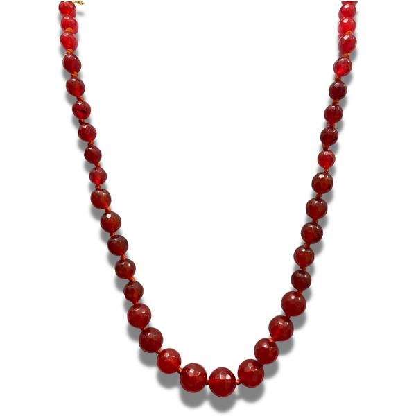 商品名Gemaltic オニキスストーンビーズネックレス シングルライン レディース ガールズ, ジェムストーン, ルビーGemaltic Beautiful Reiki Crystal Necklace Single Line for W...