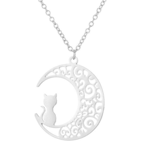 商品名ネックレス チェーンリンク付き かわいい猫 ネックレス チェーン リンク レディース ティーン 娘 女の子 猫 恋人 ペット 動物 スタッキング チョーカー ステンレススチール 低刺激性 ファッション トレンディなギフト 母 祖母 B...