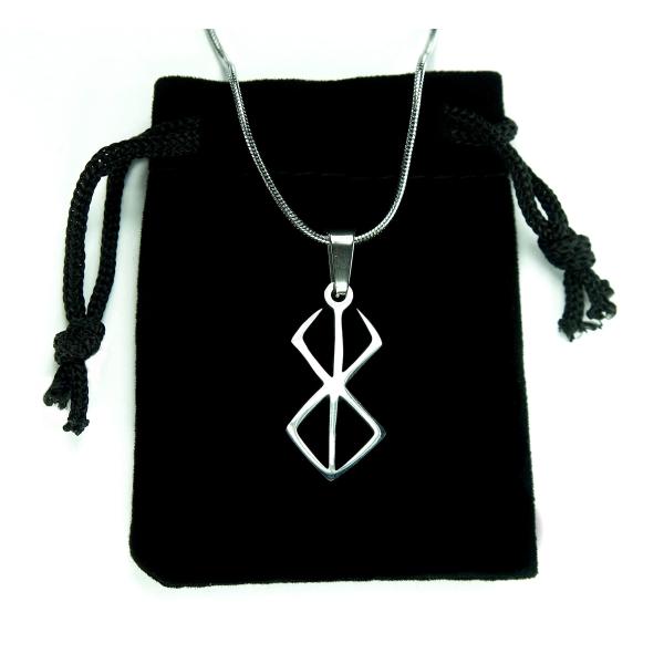 商品名: Ann Claridge Berserker ルーンネックレス 20インチチェーン付き 純304ステンレススチール バイキング戦士保護シンボルチャームペンダント ブラック巾着バッグ シルバー, 金属, 0 Ann Claridge...