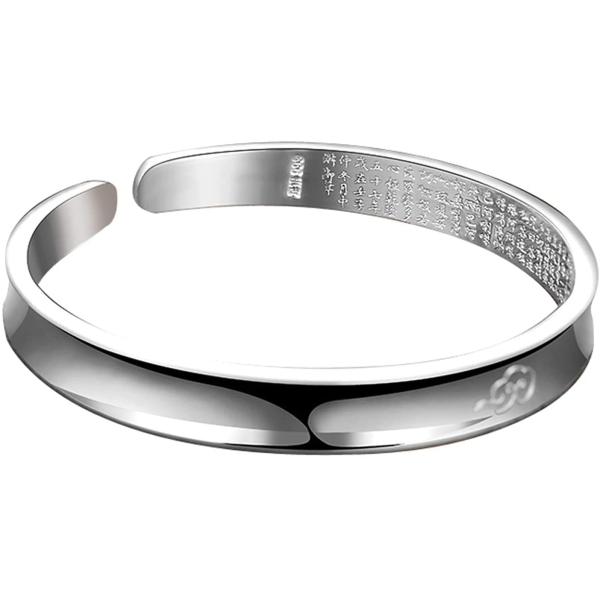 商品名:  Roseheart Classic Sterling 999silver Trendy Metal Chain Link Bracelet with Buddhist Scriptures Style Chain，Anti-St...