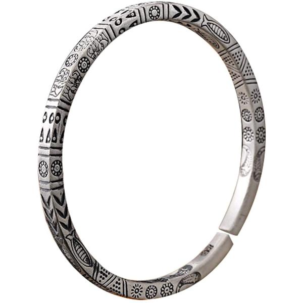 商品名:  Roseheart Classic Sterling 999silver Trendy Metal Chain Link Bracelet with Buddhist Scriptures Style Chain，Anti-St...