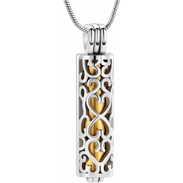 商品名mingkejw Cylinder Urn Necklace for Ashes for Women Men Cremation Jewelry Keepsake Memorial Human Pet Ashes Pendant,Go...