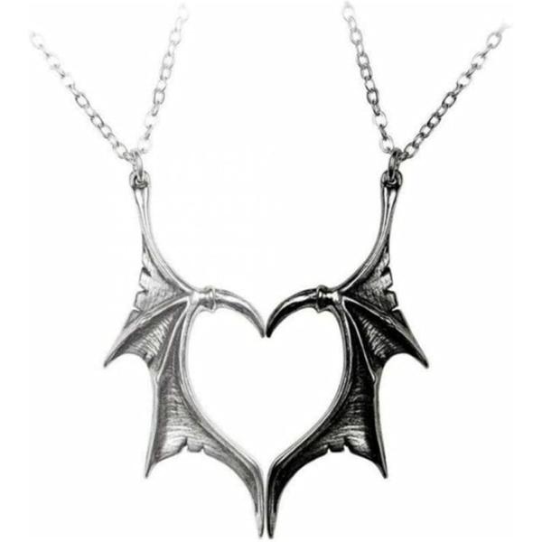 商品名COLORFUL BLING パンクイーブルハート バットウィングネックレス ハロウィン 悪魔 ピーチウィング ペンダント チョーカー パーソナリティジュエリー レディース ガールズ, 金属, 合金。,COLORFUL BLING P...