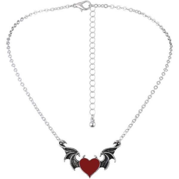 商品名COLORFUL BLING パンクイーブルハート バットウィングネックレス ハロウィン 悪魔 ピーチウィング ペンダント チョーカー パーソナリティジュエリー レディース ガールズ, 金属, 合金。,COLORFUL BLING P...