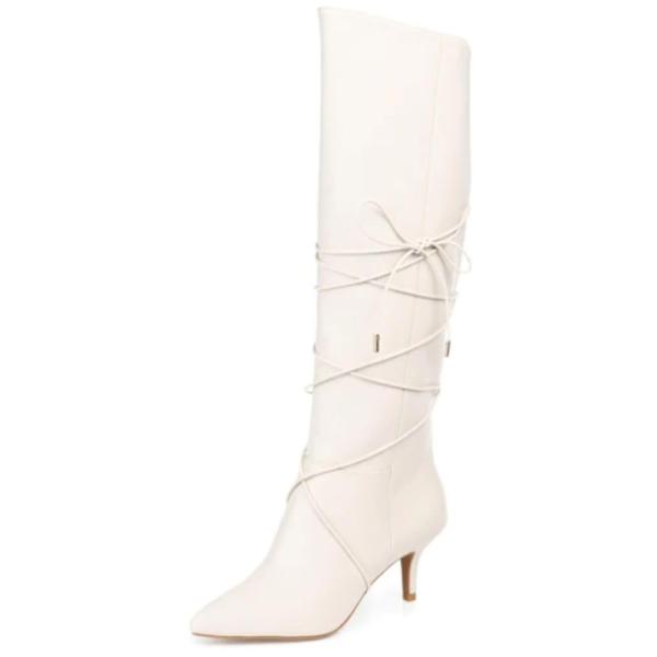 商品名:  Journee Collection Womens Kaavia Boot with Wrap Around Strap Detail and Pointed Toe, Bone (Wide Calf), 9.5ブランド: Jo...