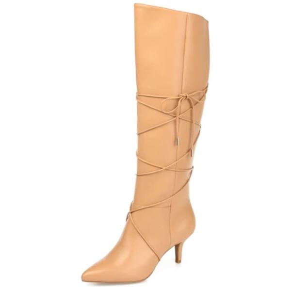 商品名:  Journee Collection Womens Kaavia Boot with Wrap Around Strap Detail and Pointed Toe, Tan (Extra Wide Calf), 12ブランド...
