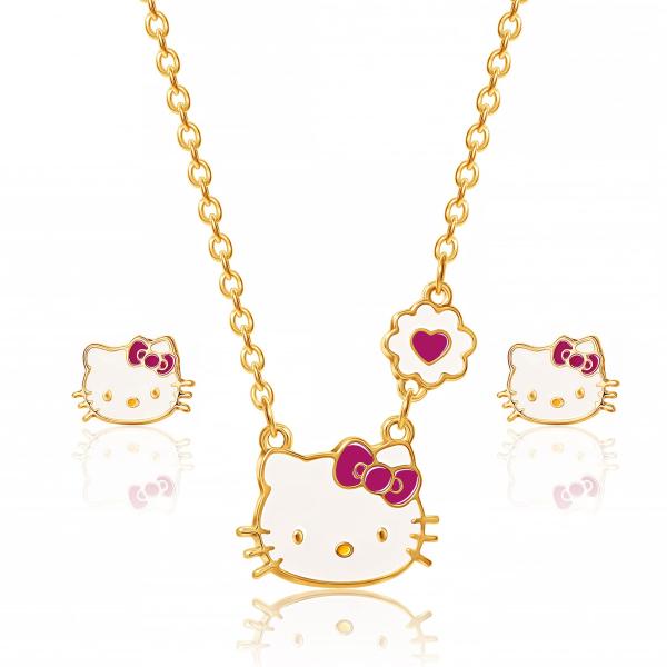 商品名: Hello Kitty Jewelry for Girls Fashion Stud Earrings and Necklace Set, Officially Licensed Hello Kitty Sanrio Girls ...