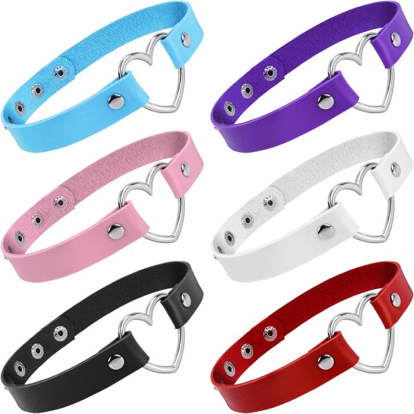 商品名Yolev ゴシックハートチョーカーネックレス 調節可能なレザーチョーカー パンクカラー レディース ガールズ クリスマス コスプレ用 6個セット, 亜鉛合金, 宝石なし。Love Heart Leather Choker 6PCS ...