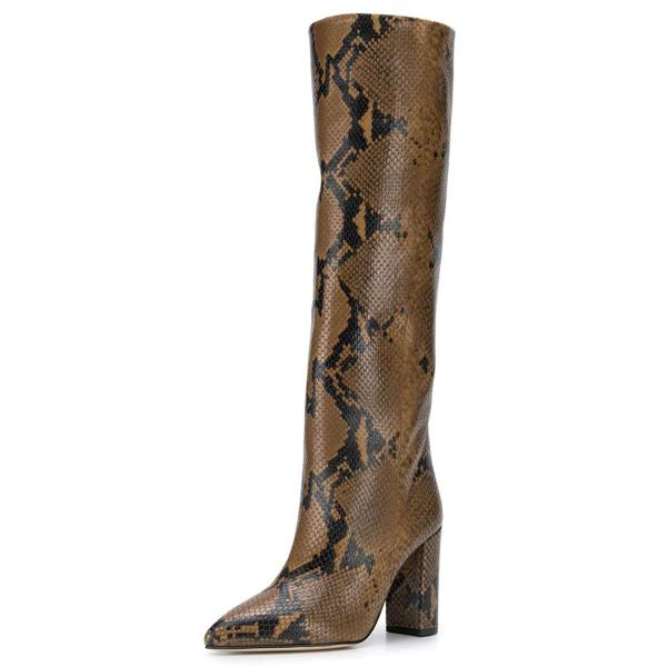 商品名:  Goolita Women's Knee High Snakeskin Boots Chunky Heel Wide Calf Pull on Long Bootieブランド: Goolita商品サイズ: 8.5高さ: 10cm...