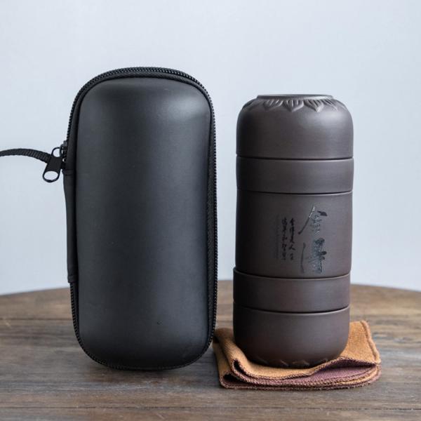 商品名: ポータブルトラベル中国カンフーZishaティーセット ハンドメイドパープルクレイティーポット ティーカップ 伝統的な中国ティーポットスタイル パープルクレイティーポット ティーポット ティーカップ ティーカップ ティー缶 ティータ...