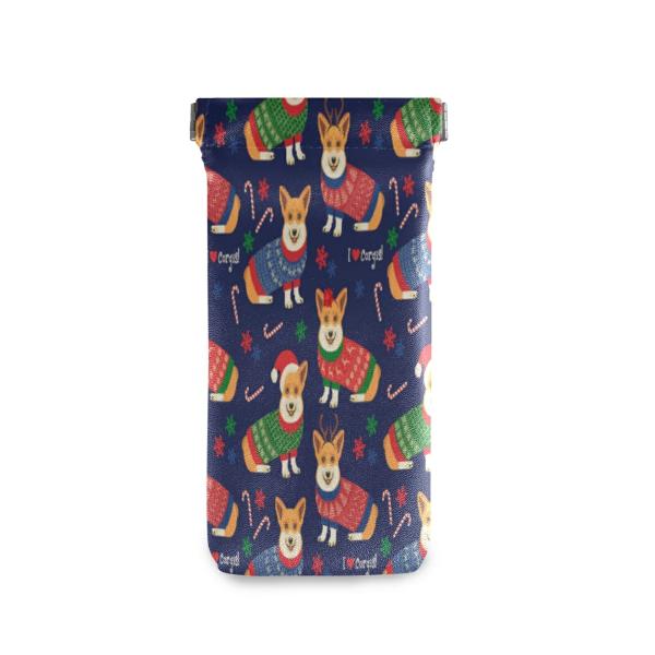 商品名:  OTVEE Christmas Corgis Sunglasses Bag Eyeglass Case Large Soft PU Leather Glasses Pouch Storage Bag Holder Squeeze...