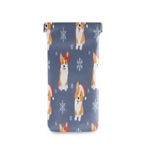 商品名:  OTVEE Corgis In Santa Claus Hat Sunglasses Bag Eyeglass Case Large Soft PU Leather Glasses Pouch Storage Bag Holde...