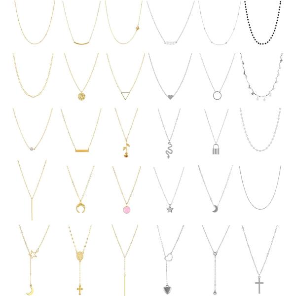 商品名WFYOU チョーカーネックレス レディース レイヤードチェーンネックレス シルバーゴールドペンダントネックレス ジュエリー DIYマルチレイヤーネックレスセット 30個, 金属, ラインストーン,WFYOU 30 PCS Choke...