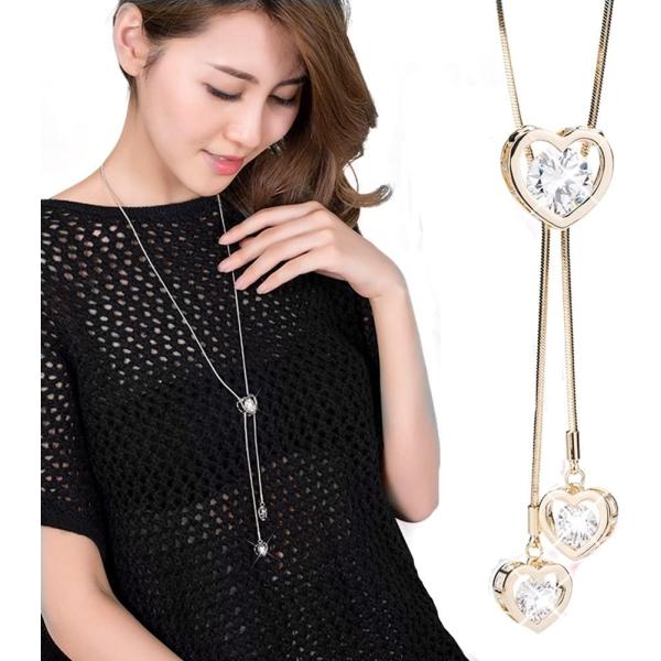 商品名Sither Heart Necklace for Women Long Crystal Necklace Sweater Chain Tassel Necklace for Wedding Jewelry for Dressy Wi...