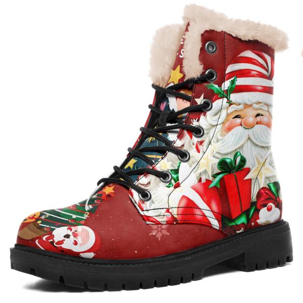 商品名:  coolcustomize Winter Boots for Women, Custom Christmas Boots Santa Claus Print Ladies Fur Lined Lace up Ankle Boot...