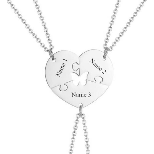 商品名Stainless Steel Personalized Gold/Black/Silver Plating Heart Butterfly Puzzle Piece Matching Friendship Necklaces for...