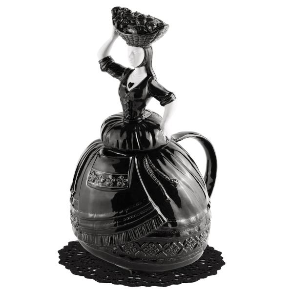 商品名: ホームデコレーション 置物 手描き セラミックティーポット 魚妻像 ポルトガル製 (ブラック) Home Decor Figurine Hand Painted Ceramic Teapot Fishwife Statue Mad...