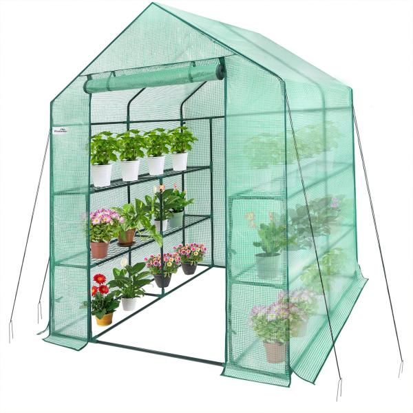 商品名:  Hanience Walk-In Outdoor or Indoor Covered Portable Plant Greenhouse for Gardens, Patios, and Yards with 8 Wired S...