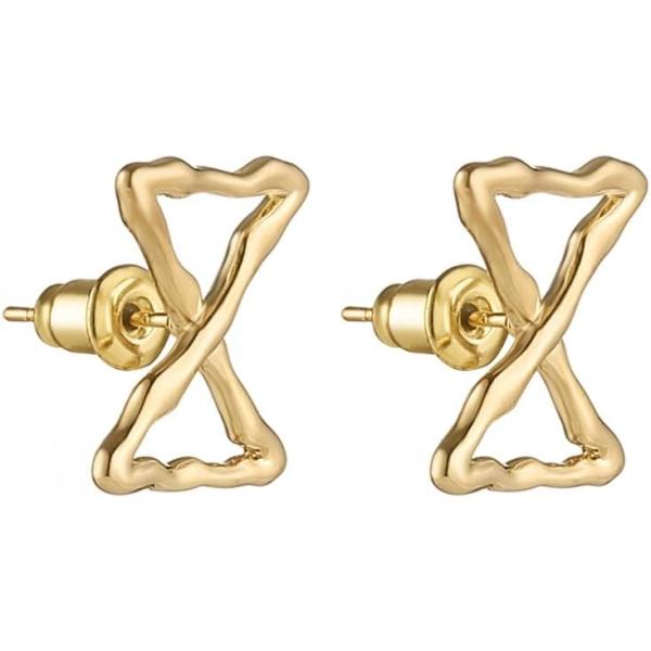 商品名KJEE Gold Plated Bowknot Ear Studs Geometric Chunky Earrings Lovely Minimalist Jewelry For Women Girlsブランド：KJEE商品サイズ：...
