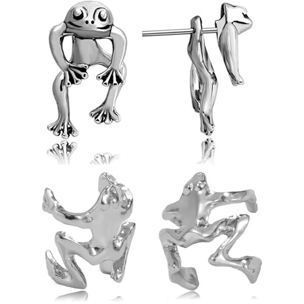 商品名カエルイヤリング 女の子用 3D シルバー カエルイヤリング 女性用 ポストスタッドイヤリング 妻やガールフレンドへのギフトに, シルバー, その他Frog Earrings for Girls Trendy 3D Sliver Fr...