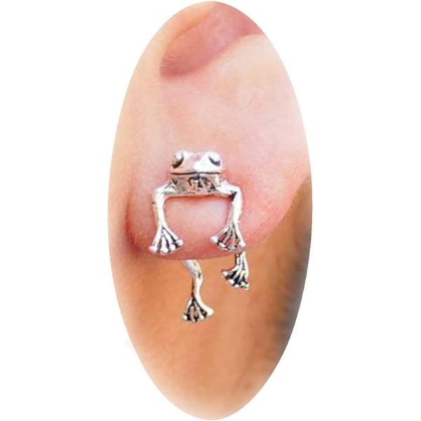 商品名カエルのイヤリング ガールズ スタッドイヤリング 3D シルバー カエル イヤリング 動物 スタッド イヤリング ジュエリー, 銅, その他,Dinosaur Frog Earrings for Women Dino Earrings...