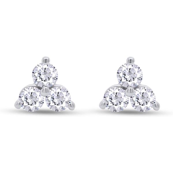 商品名SAVEARTH DIAMONDS 1/2 カラット ラウンドカット 人工モアッサナイトダイヤモンド スリーストーン クラスター スタッドピアス 14Kゴールドオーバー スターリングシルバー ジュエリー ギフト 女性用 ウェディング(...