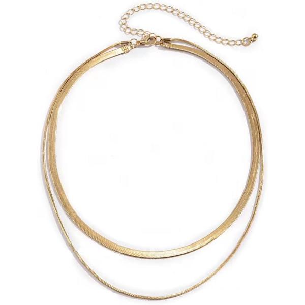 商品名Frozen Fanatics Layered Gold Necklaces for Women，14K Gold Plated Gold Snake Necklace Gold Necklace Herringbone Double...
