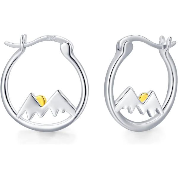 商品名マウンテン/バタフライイヤリング レディース ガールズ 925スターリングシルバー 低刺激性 フープピアス ジュエリーギフト, スターリングシルバー, n A,Mountain Earrings 925 Sterling Silver...