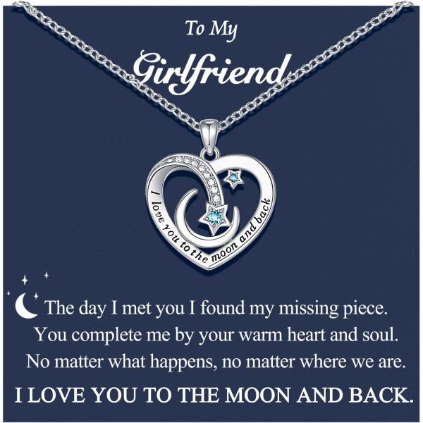商品名UPROMI ガールフレンドネックレス I Love You to The Moon and Back ハートペンダントネックレス ジュエリー クリスマス 誕生日 バレンタインデーギフト ガールフレンド 女性 彼女, ステンレス鋼, ...