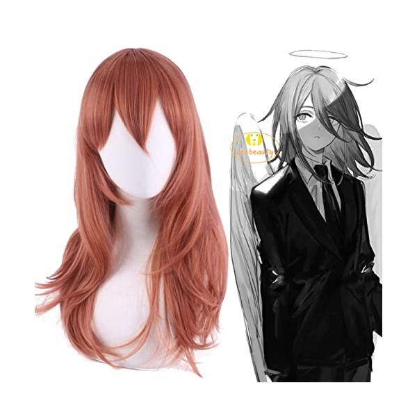 商品名:  Anime Cosplay Wig Anime Chainsaw Man Angel Devil Cosplay Wig Brown Red Long Wig Heat-resistant Fiber Hair + Free W...