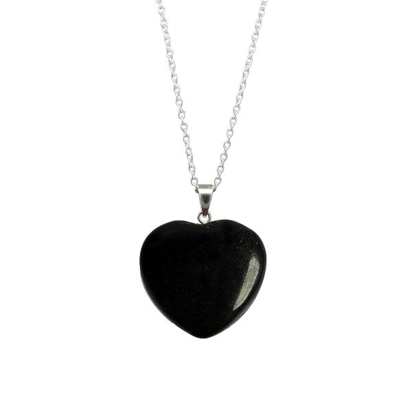 商品名Gempires Natural Black Obsidian Heart Crystals Pendant Necklace, Silver Plated 18 + 2 Inch Adjustable Chain, Gift for...