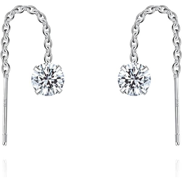 商品名Threader イヤリング 925シルバー キュービックジルコニア ドロップスルー チェーン イヤーライン キュービックジルコニア ダングルイヤリング 女性用, キュービックジルコニア, キュービックジルコニア,Threader E...