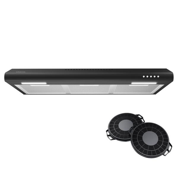 商品名:  Under Cabinet Range Hood 30 inch with Anti-fingerprint Design, Black Slim Vent Hood with 3 Speed Exhaust Fan, Duct...