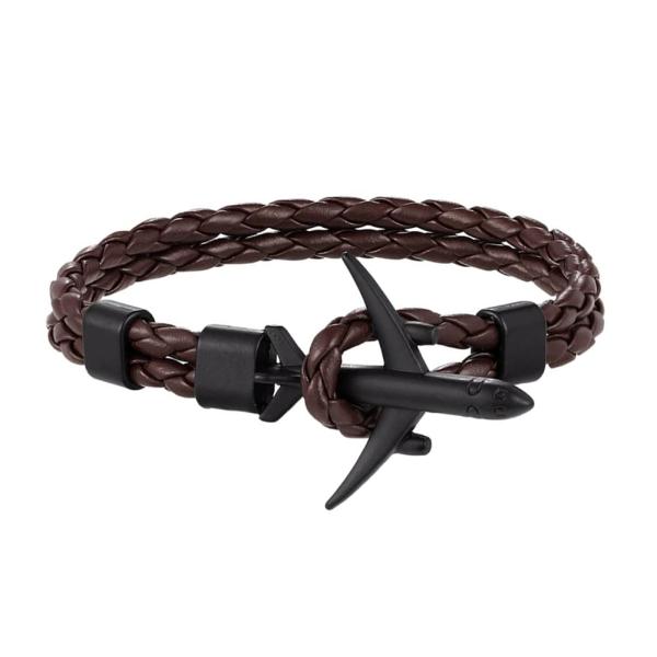 商品名:  Ramaix Airplane Black Anchor Bracelet Leather Rope Charm Pilot Jewelry Flight Attendants Fashion Aviator Style for...