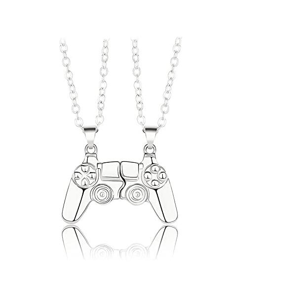 商品名: COLORFUL BLING 1ペア ゲームコントローラー マッチング カップル ペンダント ネックレスセット ゲームパッド 友情 BFF 親友 彼と彼女のストリートヒップホップジュエリー, 金属, 合金。 COLORFUL BL...
