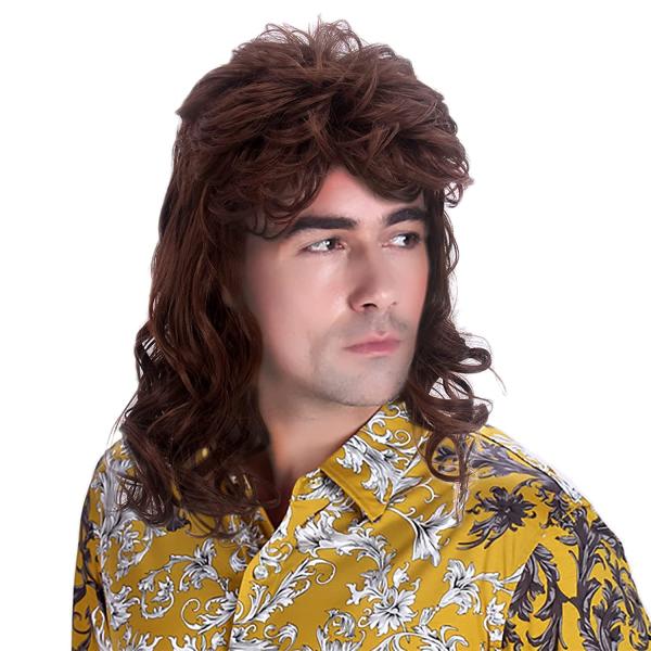 商品名:  Men's Wig 80s Mullet Wig Brown Long Curly Halloween Costumes Party Funny Man Wigsブランド: Wiwige高さ: 24.003cm横幅: 19.81...