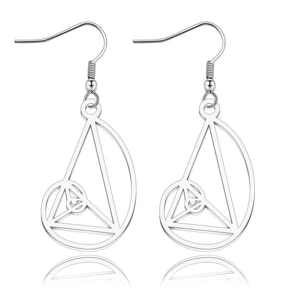 商品名: 金比 ネックレス イヤリング ゴールド 三角形 ギフト サイエンスギフト 卒業ギフト 神聖な幾何学 数学ギフト 女性 女の子, 金属, ステンレススチール DGHJ Golden Ratio Necklace Earring Go...