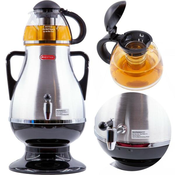 商品名:  Electric Samovar 3.2L+Glass Teapot Blkブランド: prestige kitchen商品サイズ: 3.2 L.高さ: 45.72cm横幅: 30.48cm奥行: 45.72cm重量: 2268...