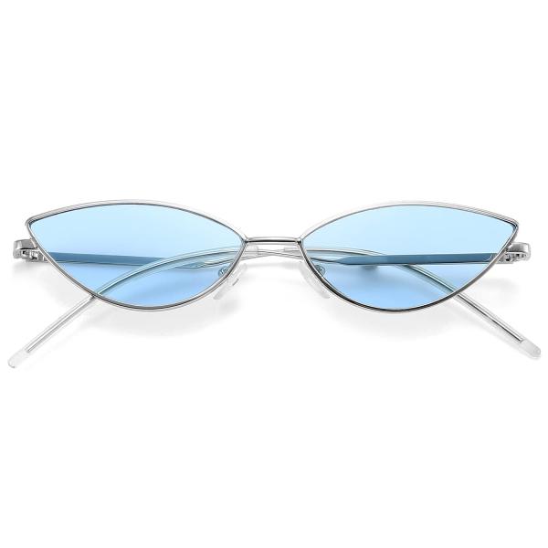 商品名: Dolger キャットアイ キュート サングラス レディース メンズ トライアングル ヴィンテージ トレンディ クール サングラス, ブルー, S Dollger Cat Eye Cute Sunglasses for Women...