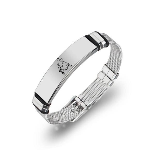 商品名:  ForeverWill Viking Wolf Bracelet for Men Women, Wolf Head Wolves Spirit Mesh Wristband, Fenrir Wolf Cuff Bangle, S...