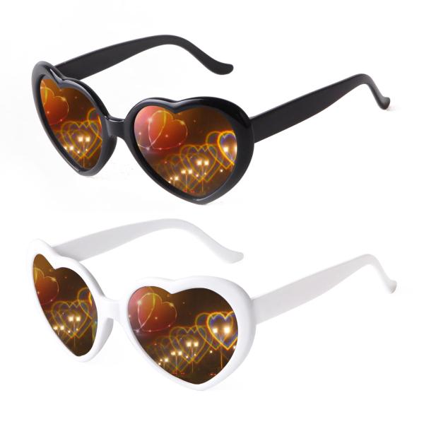 商品名:  piscm Heart Sunglasses for Festival Party, Women Men Heart Effect Diffraction Glasses UV400 Protection (Black+Whit...