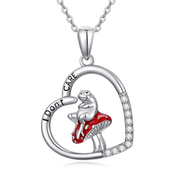 商品名: カエル マッシュルーム ネックレス 925スターリングシルバー カエル マッシュルーム ペンダント ジュエリー I Don't care Frog マッシュルーム ギフト レディース ガールズ MEIDERBO Frog Mush...