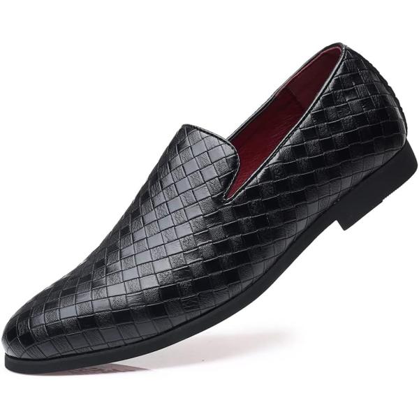 商品名Santimon Men's Woven Moccasin Smoking Loafers Dress Casual Easy Slip-On Leather Formal Lightweight Driving Walking Sh...